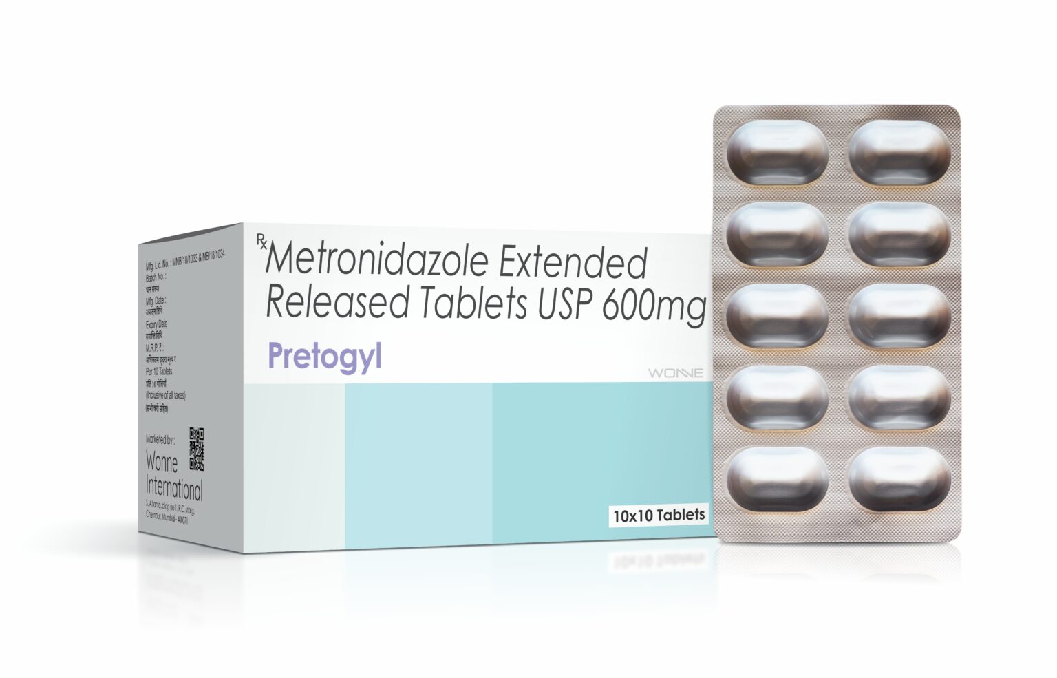 Metronidazole Extended Release Tablets USP 600mg - Pretogyl Tablets