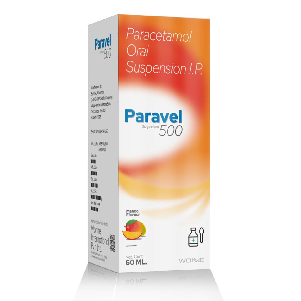 Paracetamol Oral Suspension IP 500MG - Paravel 500 Suspension - 60ML